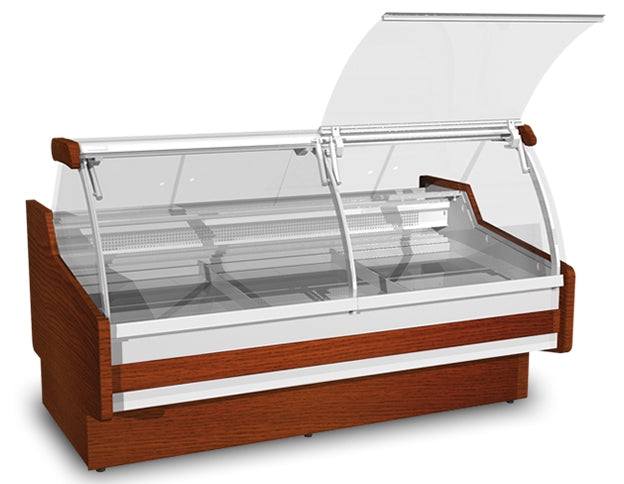 47"D Fresh Fish Case, Lift-up Front Glass, Wood Finish - SANWFID ...