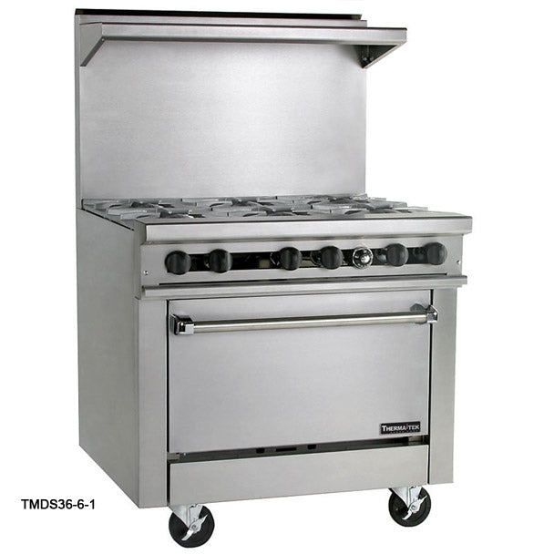 36" Gas Restaurant Range w/ 12" Griddle, 4 Open Burners & Storage Base ...